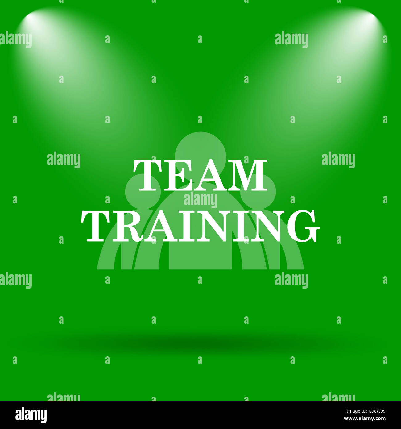 Team training icon. Internet button on green background Stock Photo - Alamy
