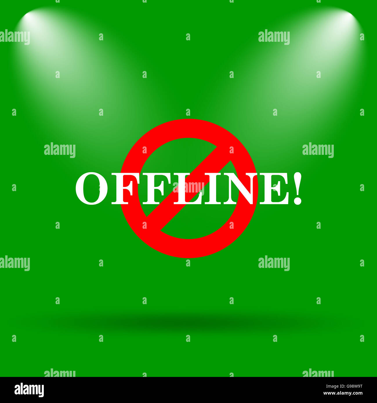 Offline icon. Internet button on green background Stock Photo - Alamy