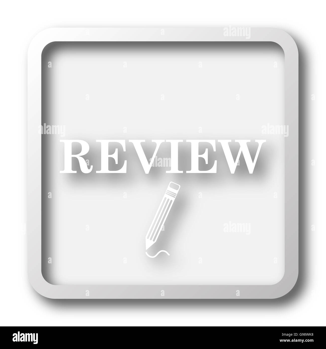Review icon. Internet button on white background Stock Photo - Alamy
