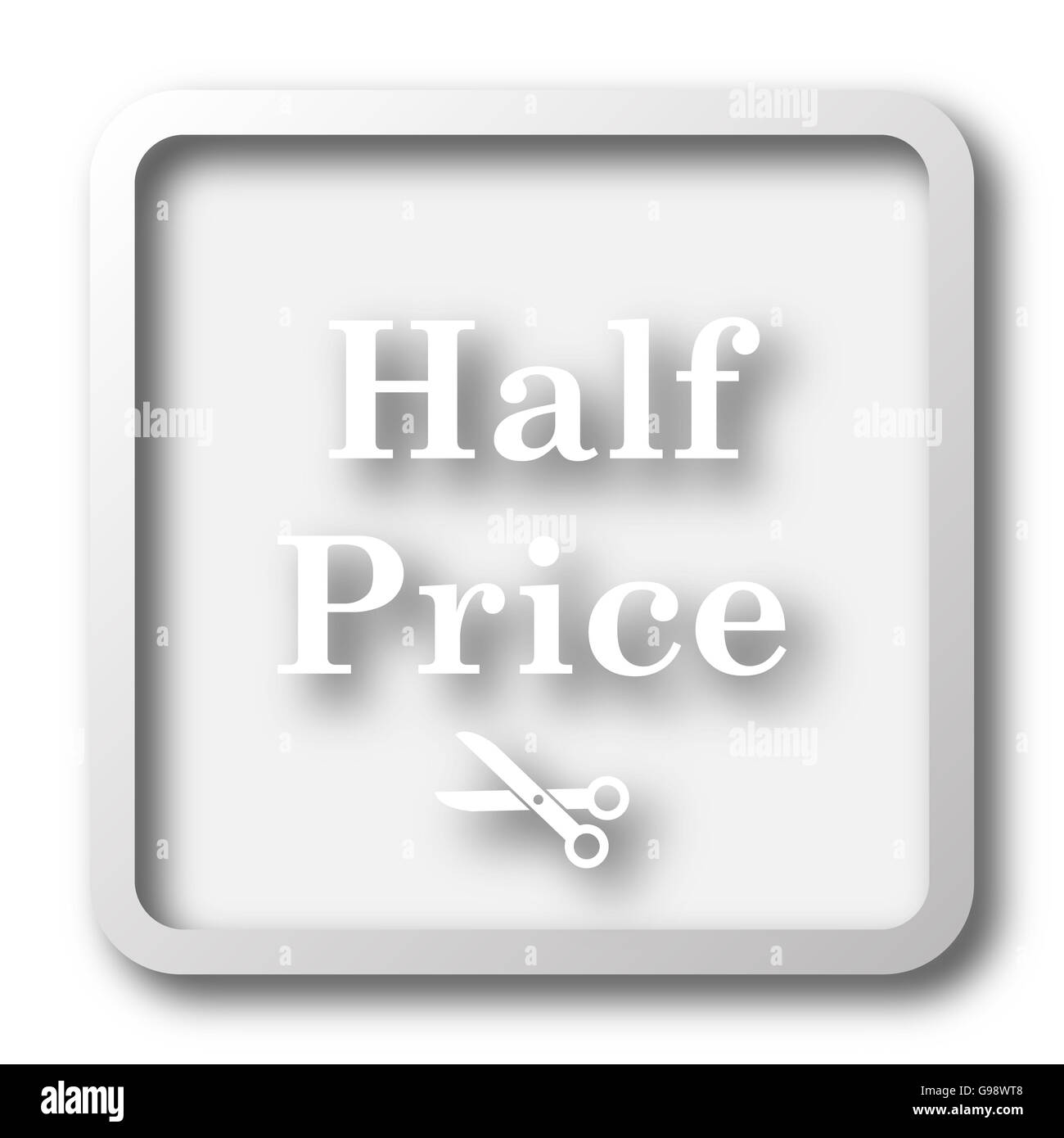 Half price icon. Internet button on white background Stock Photo - Alamy