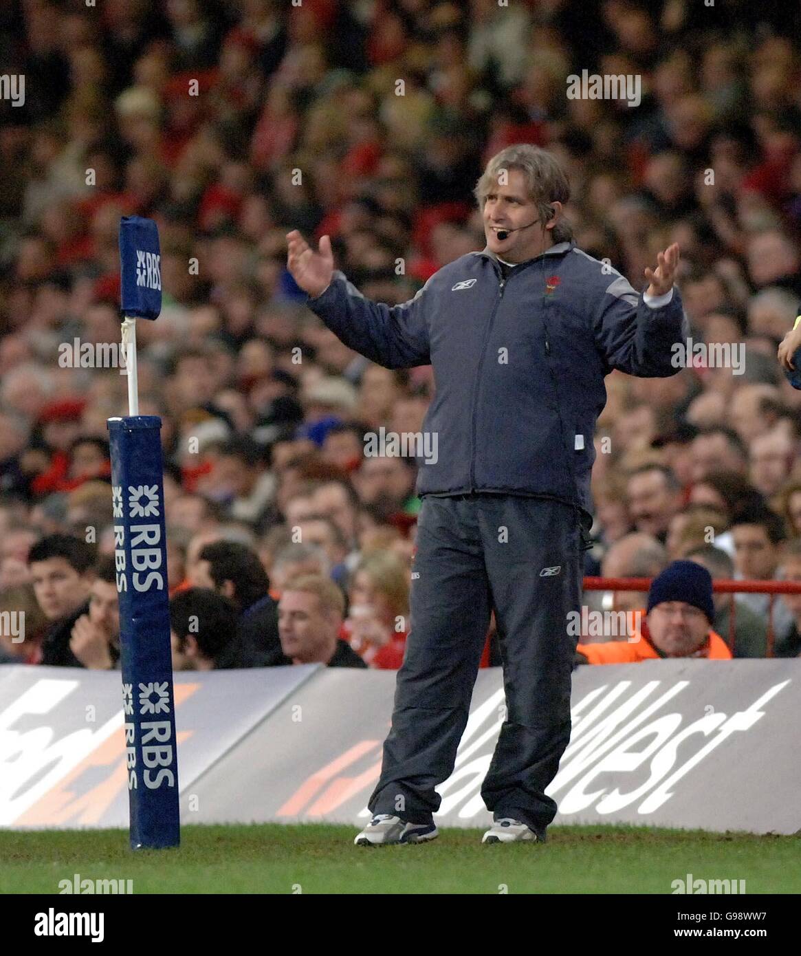 Wales' coach Scott Johnson encourages his side during today's, Saturday ...
