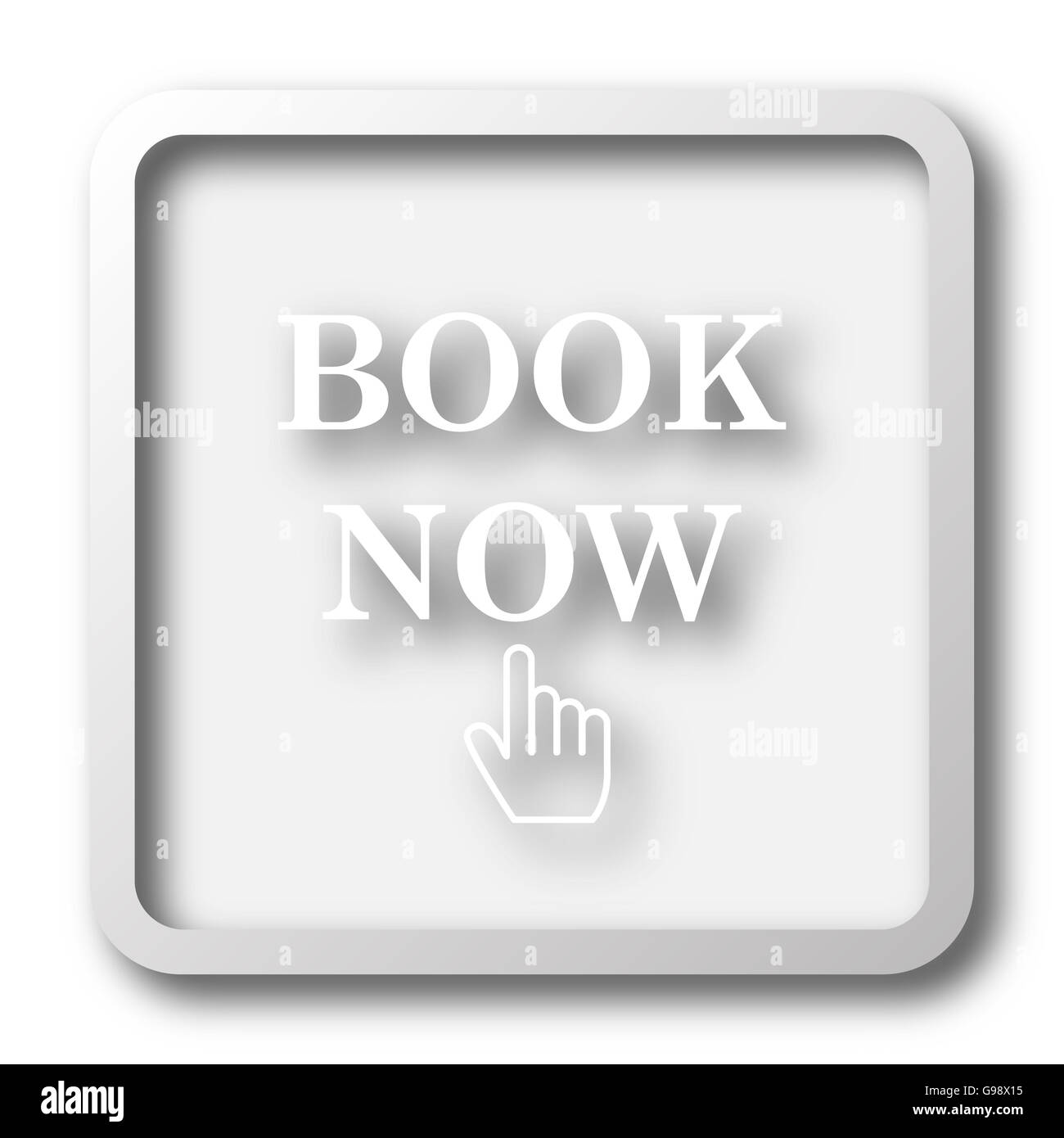 Book now icon. Internet button on white background Stock Photo - Alamy