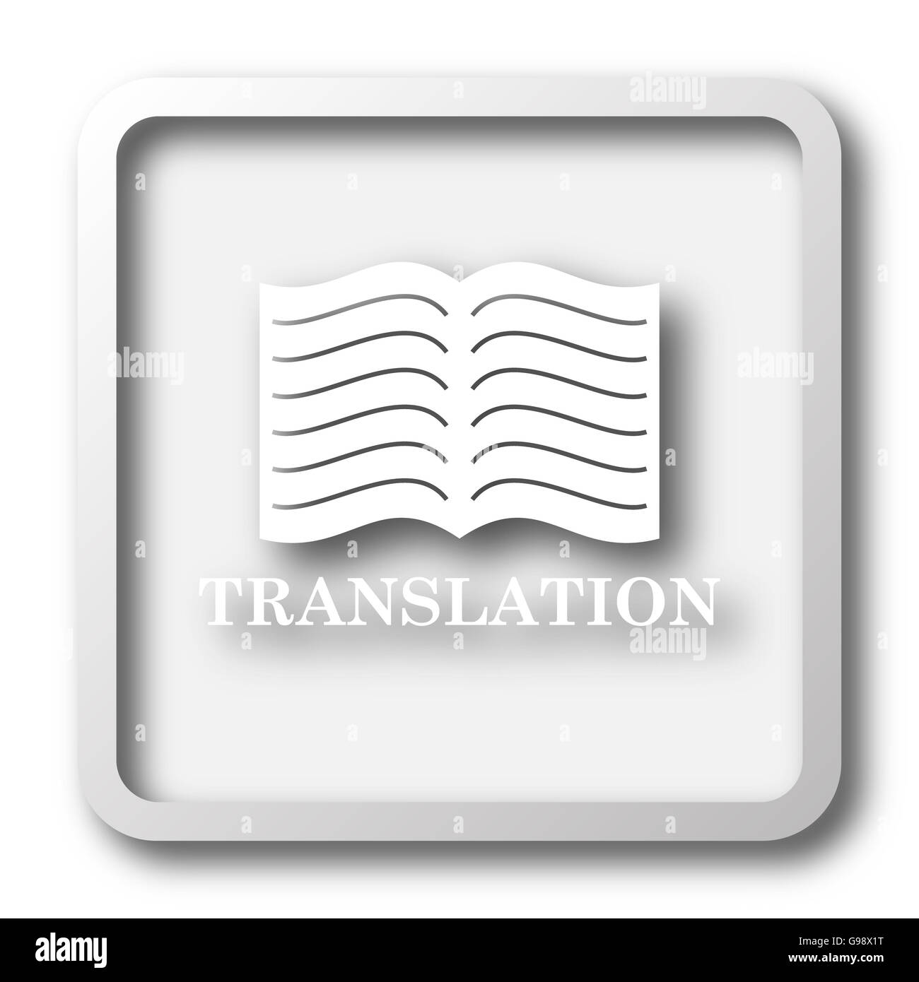 Translation book icon. Internet button on white background Stock Photo ...