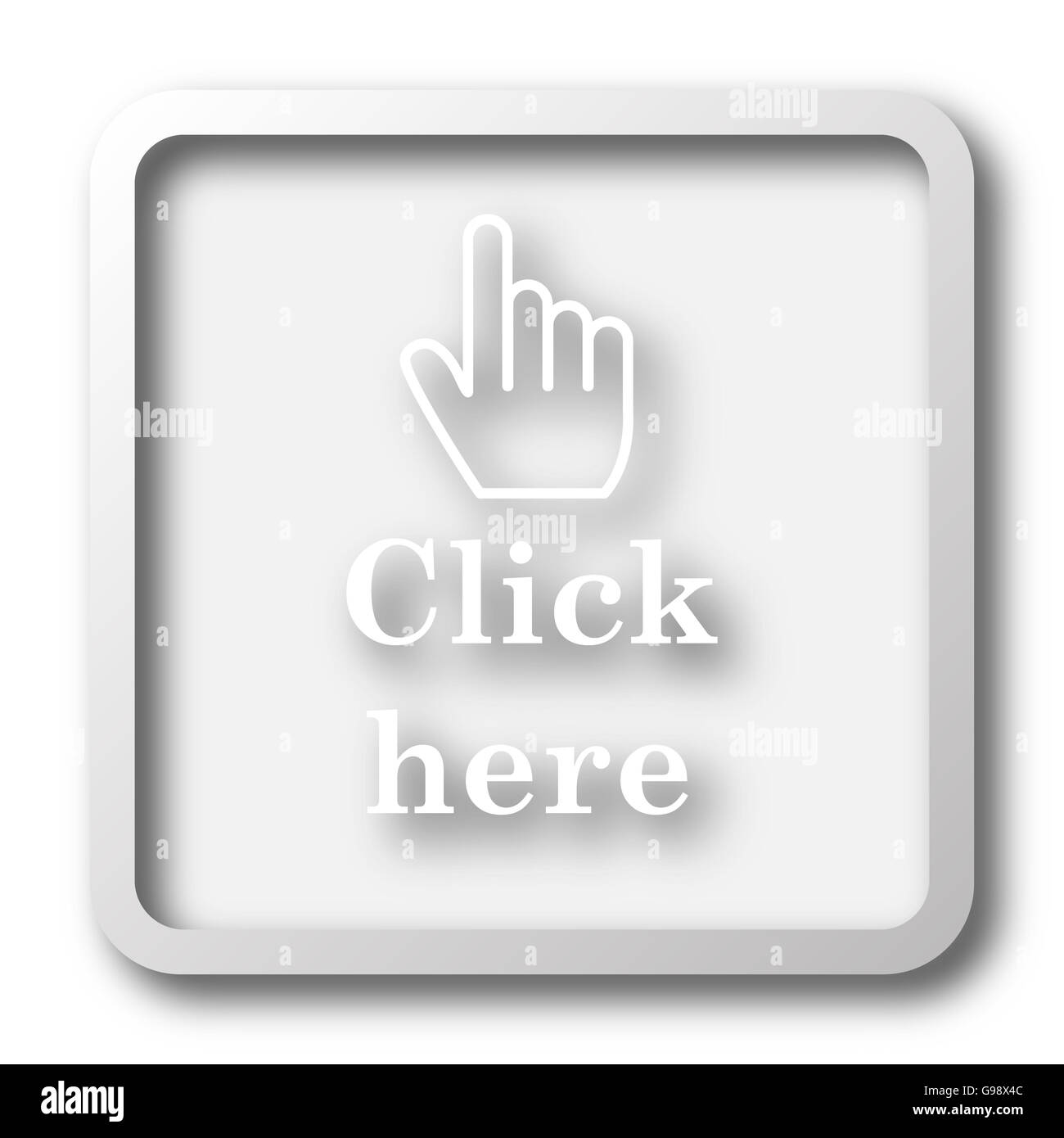 Click here icon. Internet button on white background Stock Photo - Alamy