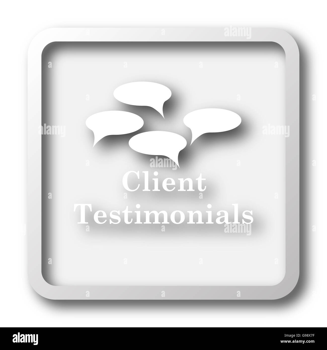 Client testimonials icon. Internet button on white background Stock ...