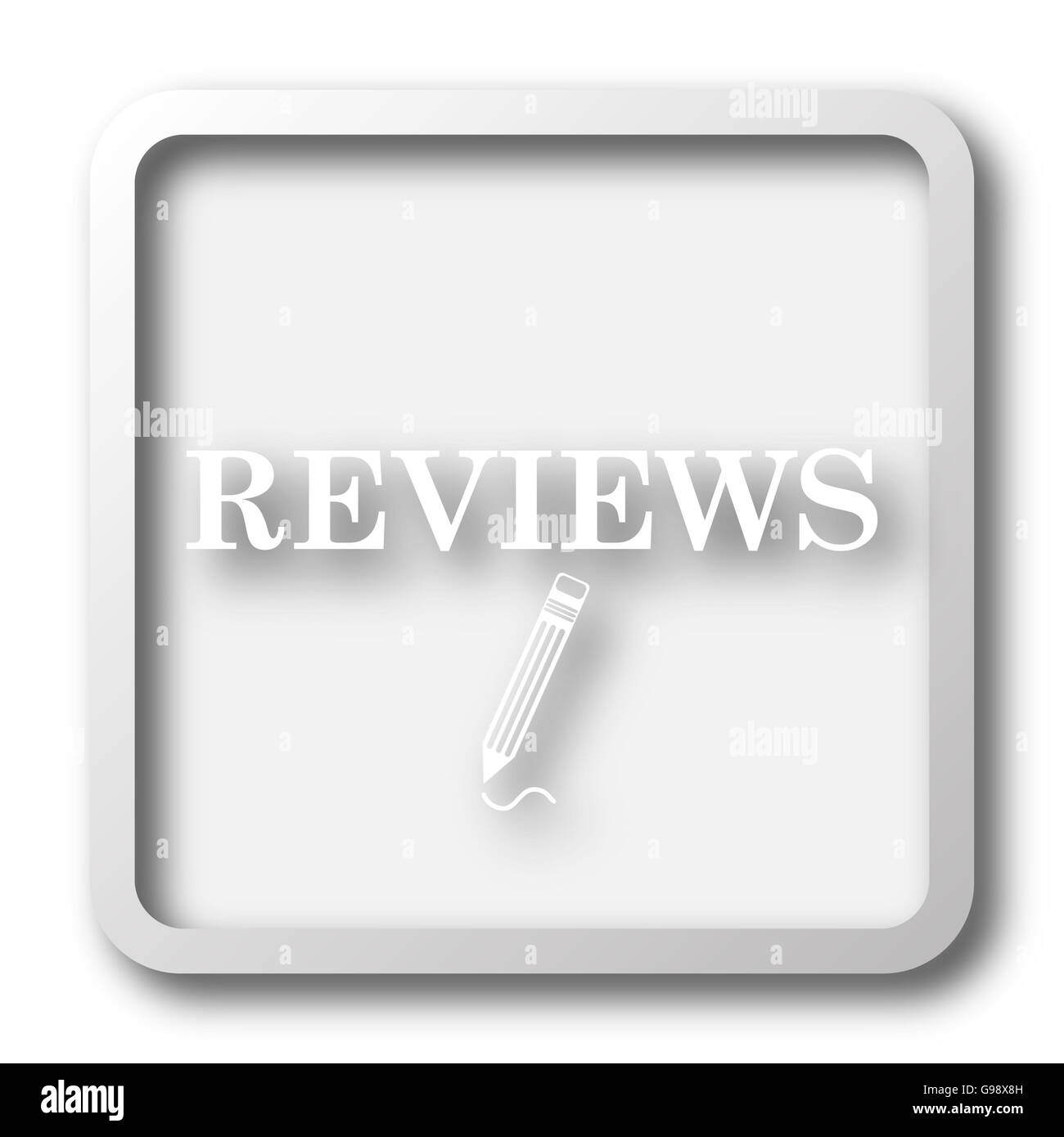 Reviews icon. Internet button on white background Stock Photo - Alamy
