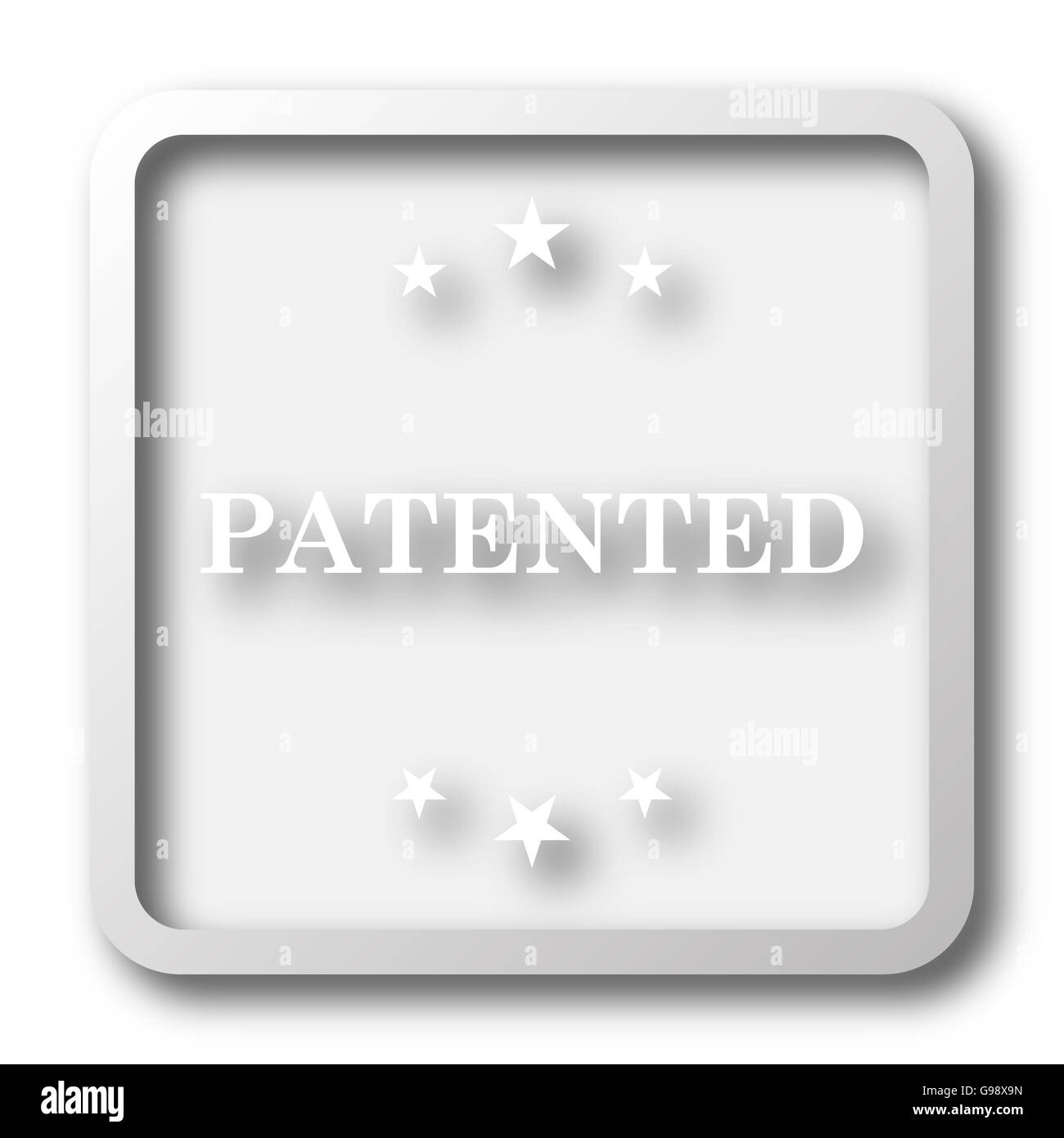 Patented icon. Internet button on white background Stock Photo - Alamy