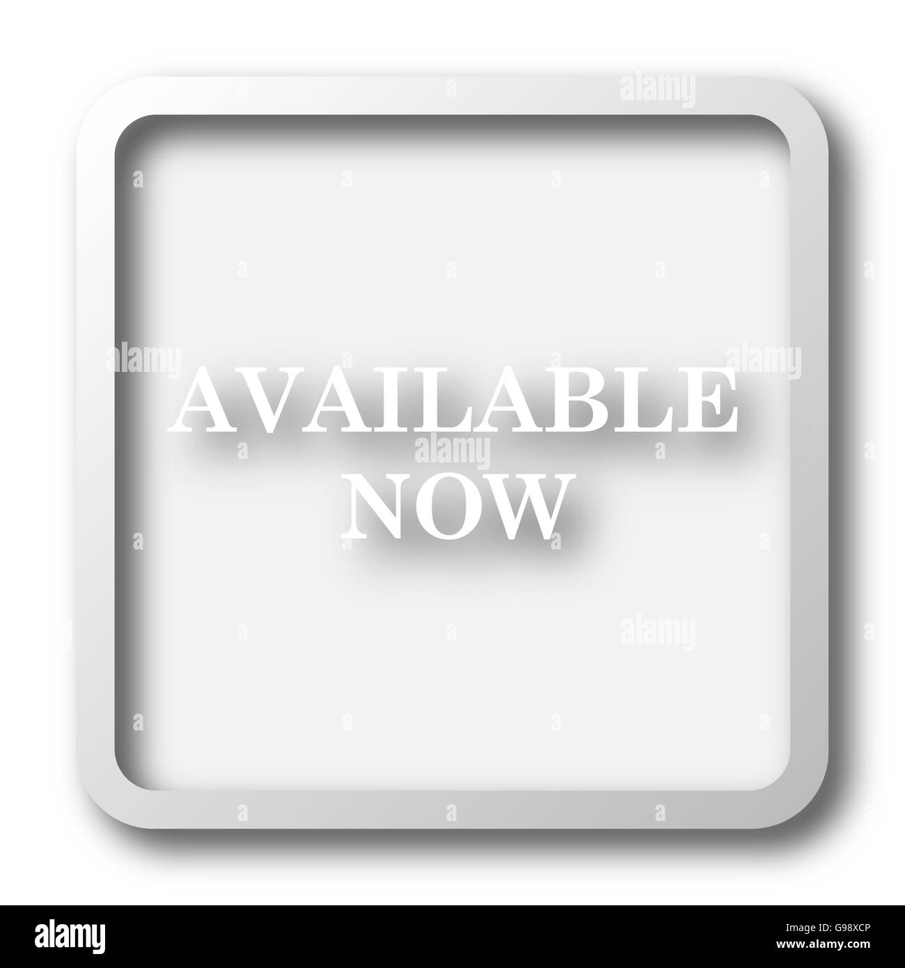 Available now icon. Internet button on white background Stock Photo - Alamy