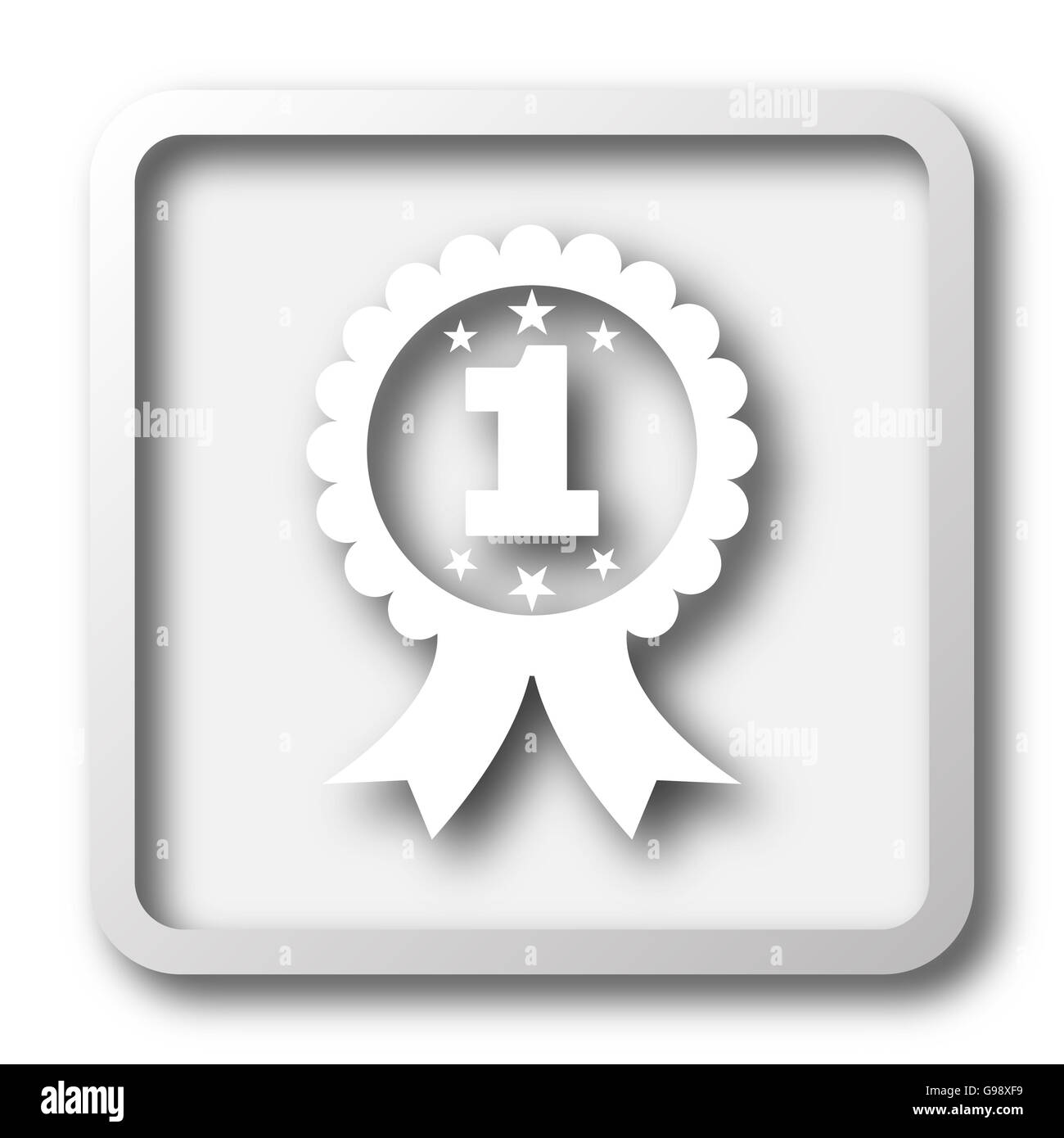 First prize ribbon icon. Internet button on white background Stock ...