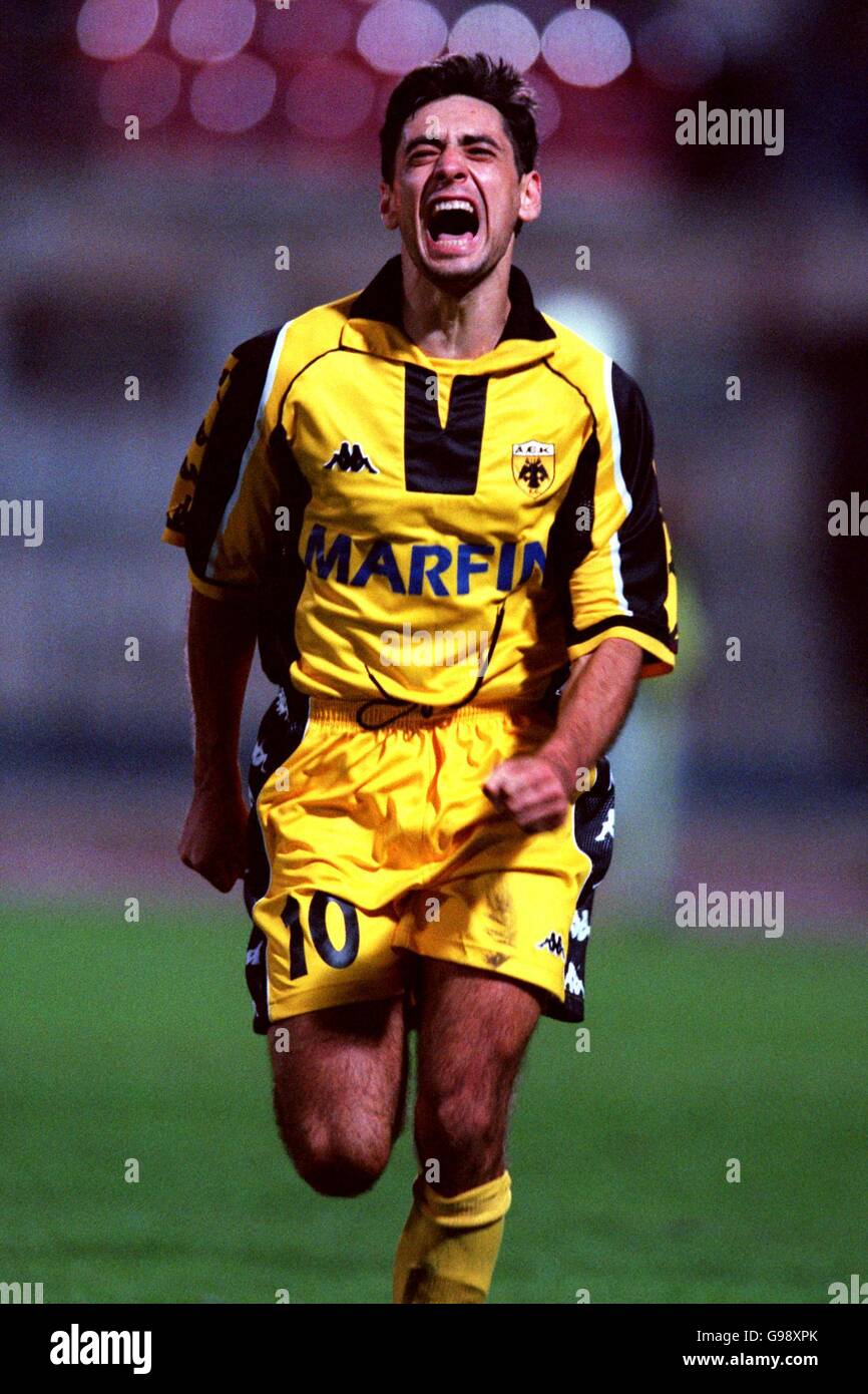 Dragan ciric of aek athens celebrates his winning goal hi-res stock ...