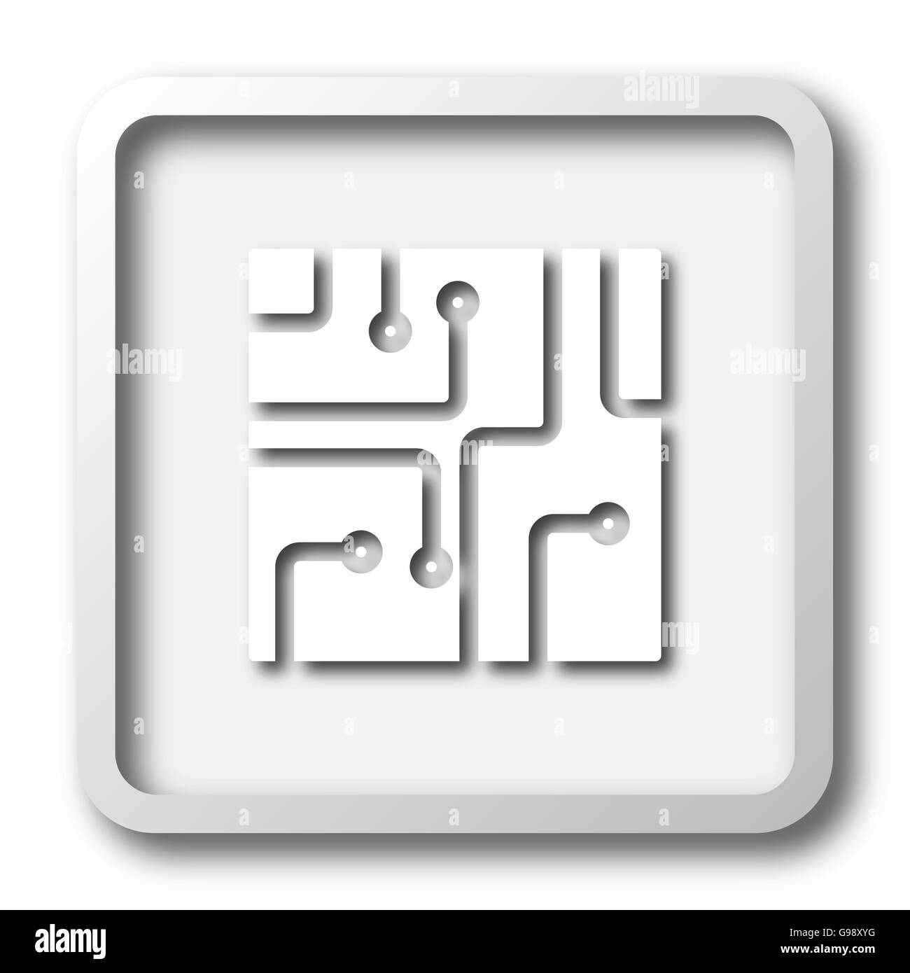 Circuit board icon. Internet button on white background Stock Photo - Alamy