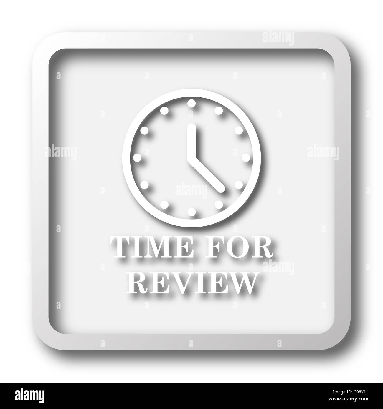 Time for review icon. Internet button on white background Stock Photo ...