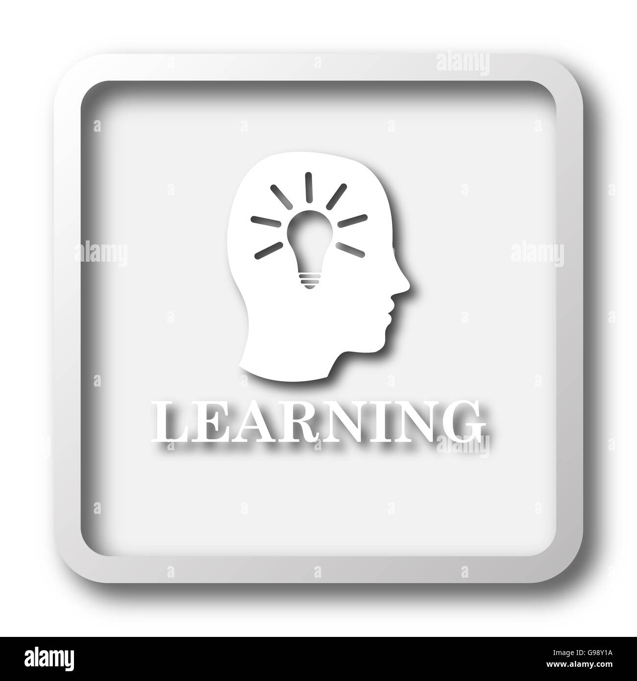 Learning icon. Internet button on white background Stock Photo - Alamy