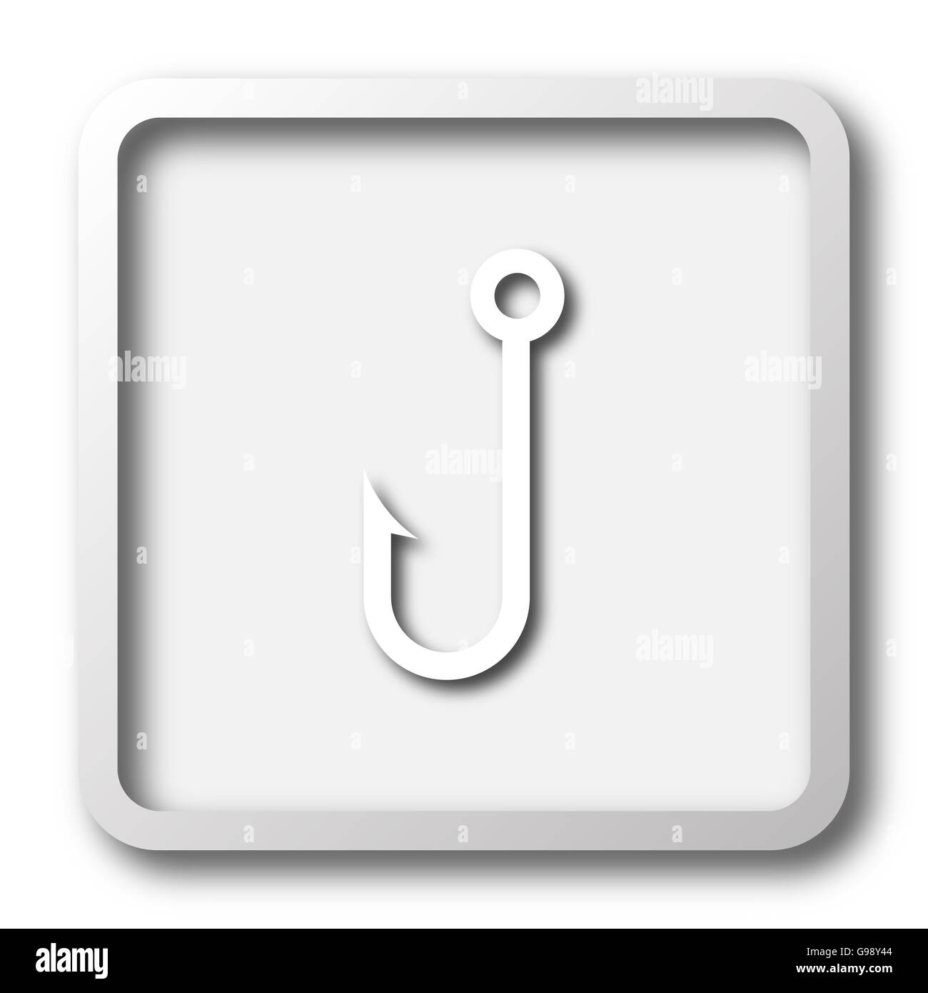 Fish hook icon. Internet button on white background Stock Photo - Alamy