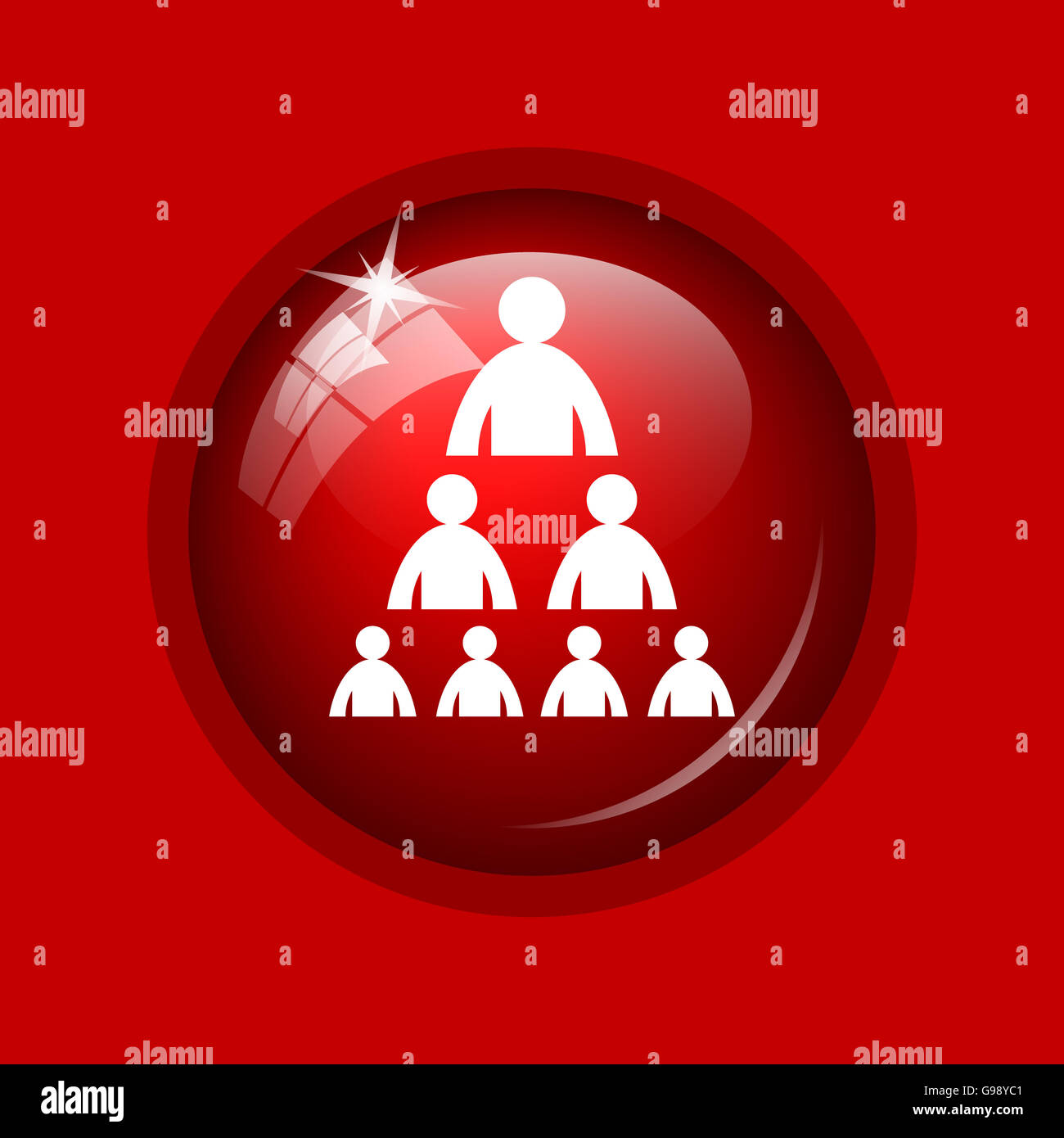 Organizational chart with people icon. Internet button on red ...