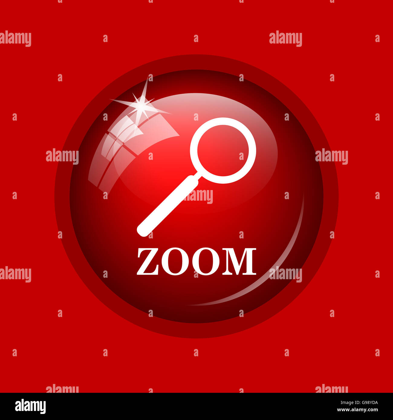 Zoom with loupe icon. Internet button on red background Stock Photo - Alamy