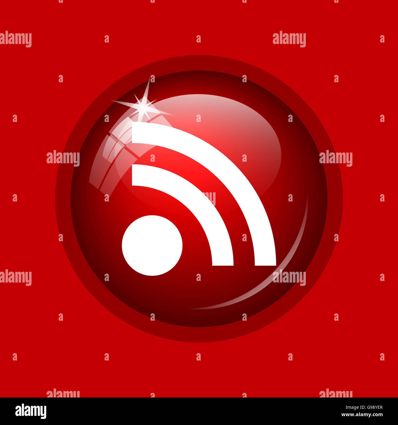 Rss sign icon. Internet button on red background Stock Photo - Alamy