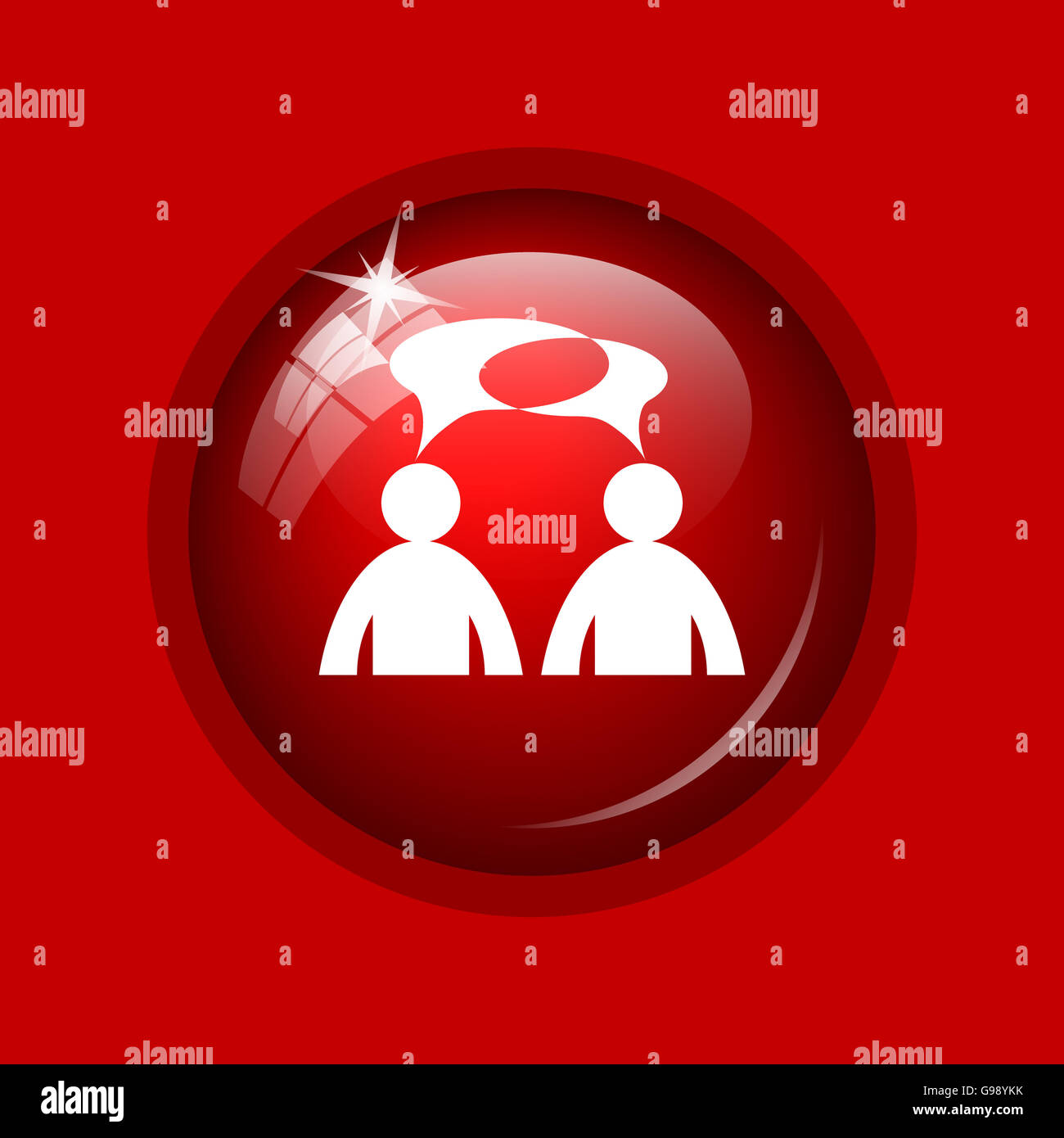 Comments icon. Internet button on red background. - men with bubbles ...
