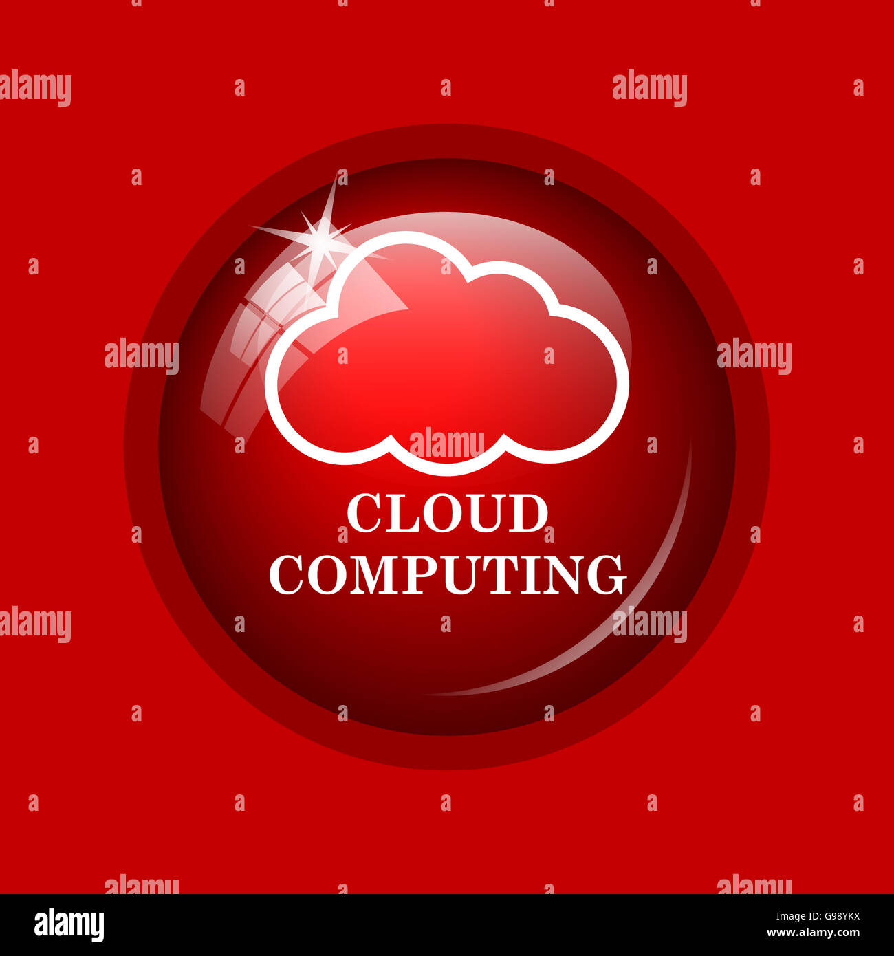 Cloud computing icon. Internet button on red background Stock Photo - Alamy