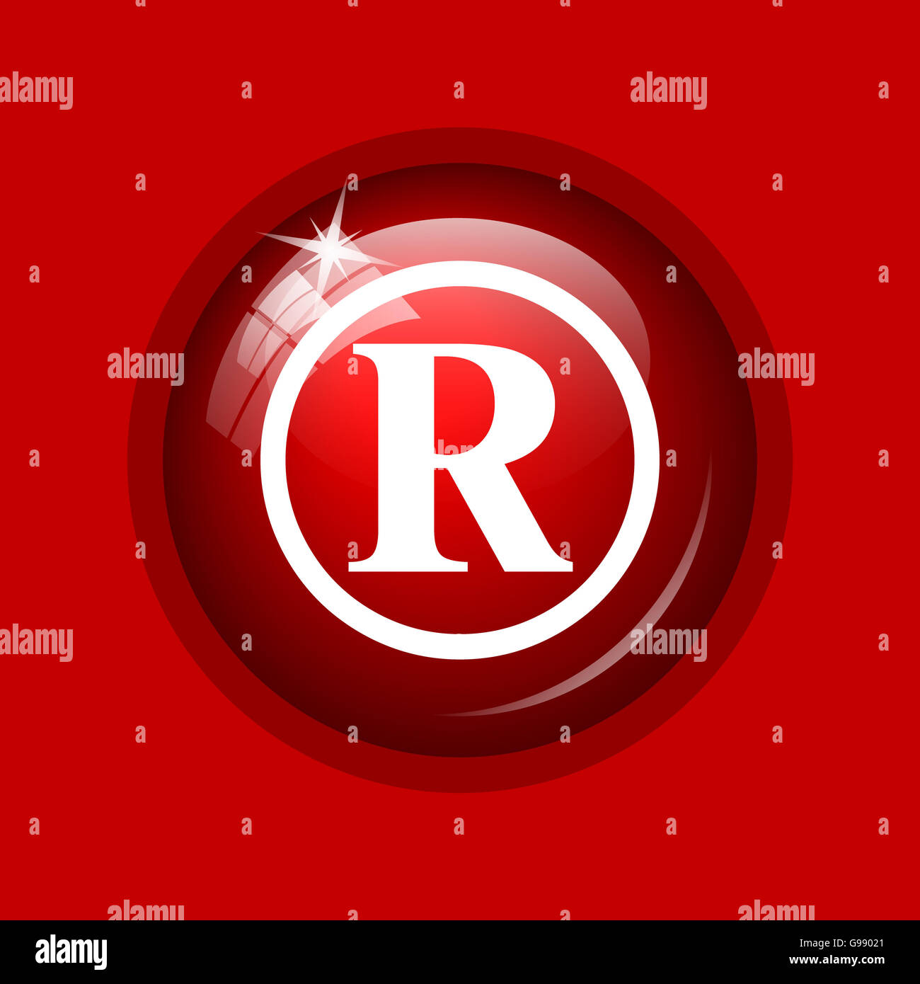 Registered mark icon. Internet button on red background Stock Photo - Alamy