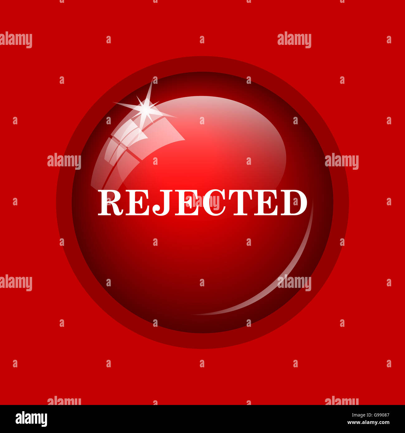 Rejected icon. Internet button on red background Stock Photo - Alamy