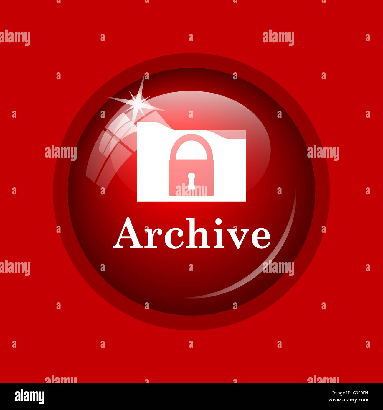 Archive icon. Internet button on red background Stock Photo - Alamy