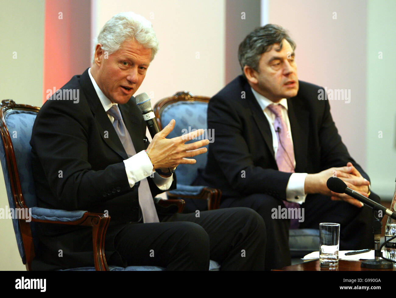 Former US President Bill Clinton and British Chancellor Gordon Brown at ...