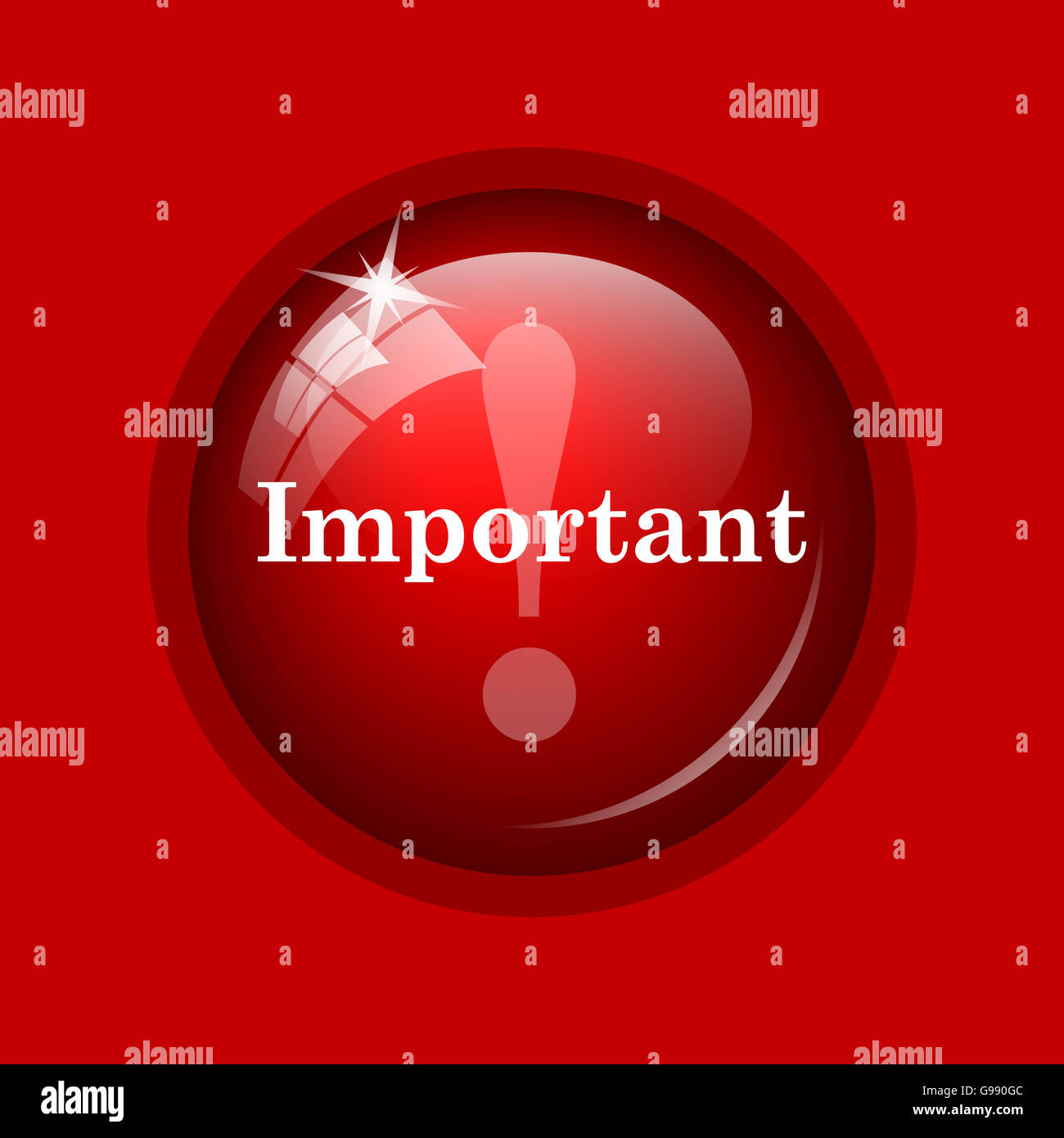 Important icon. Internet button on red background Stock Photo - Alamy
