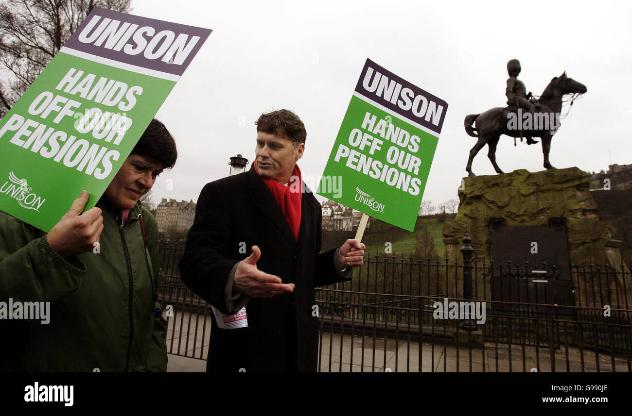 Scottish Socialist Leader Colin Fox M.S.P (right) joins demonstrators ...
