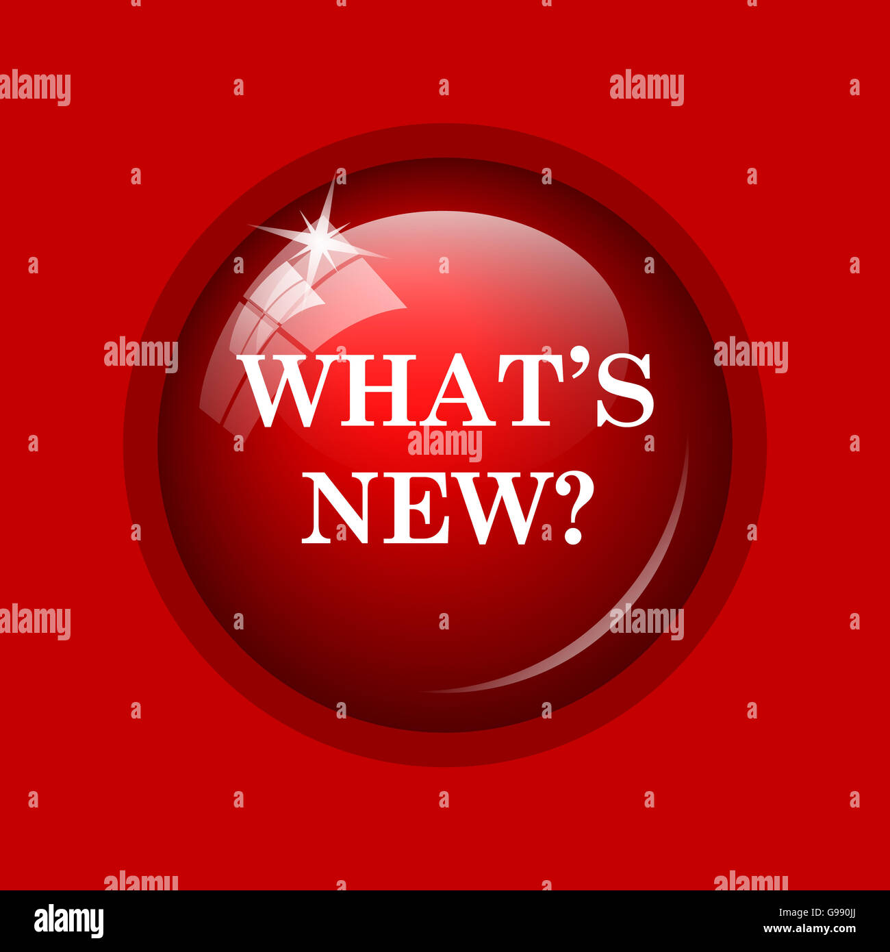 Whats new icon. Internet button on red background Stock Photo - Alamy