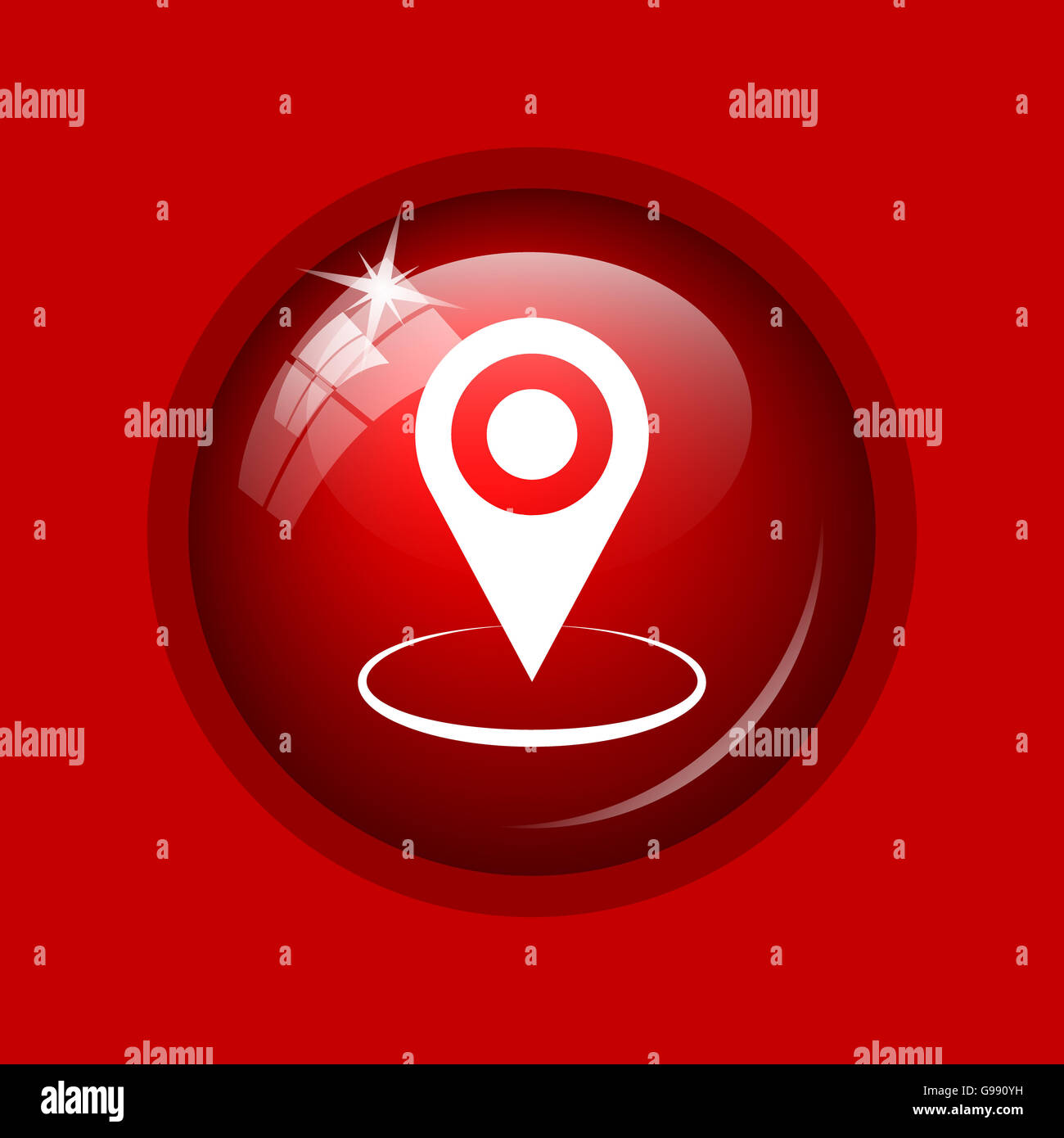 Pin location icon. Internet button on red background Stock Photo - Alamy