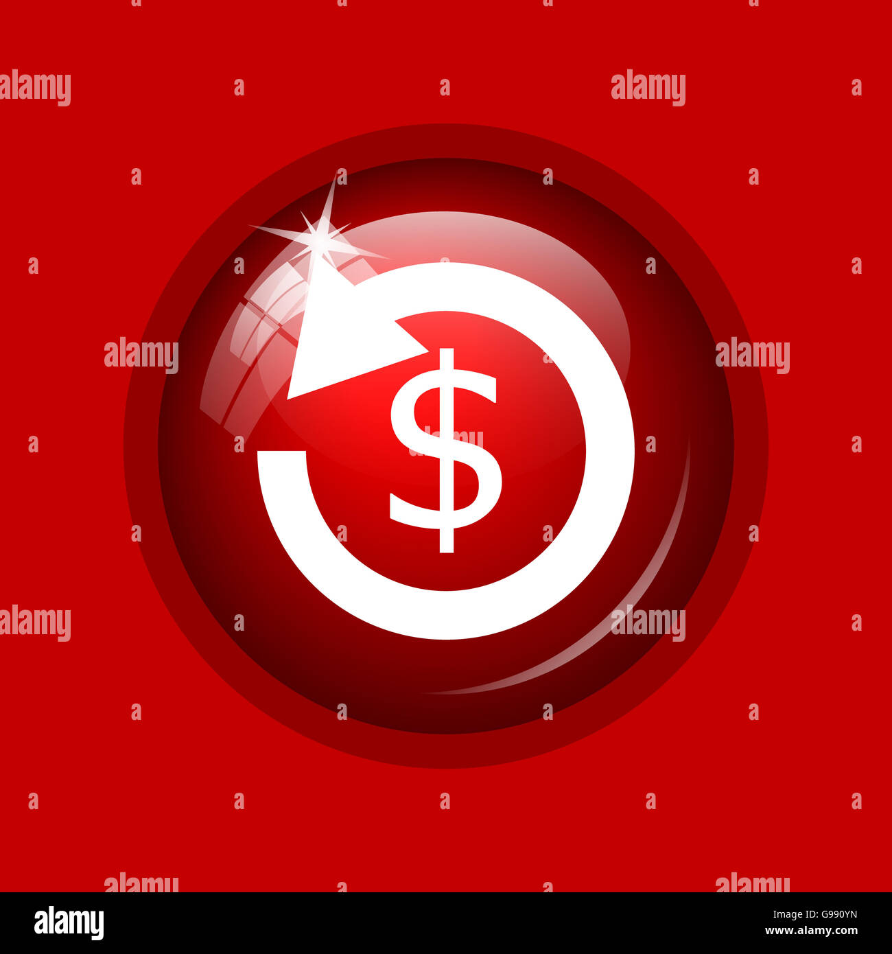 Refund icon. Internet button on red background Stock Photo - Alamy