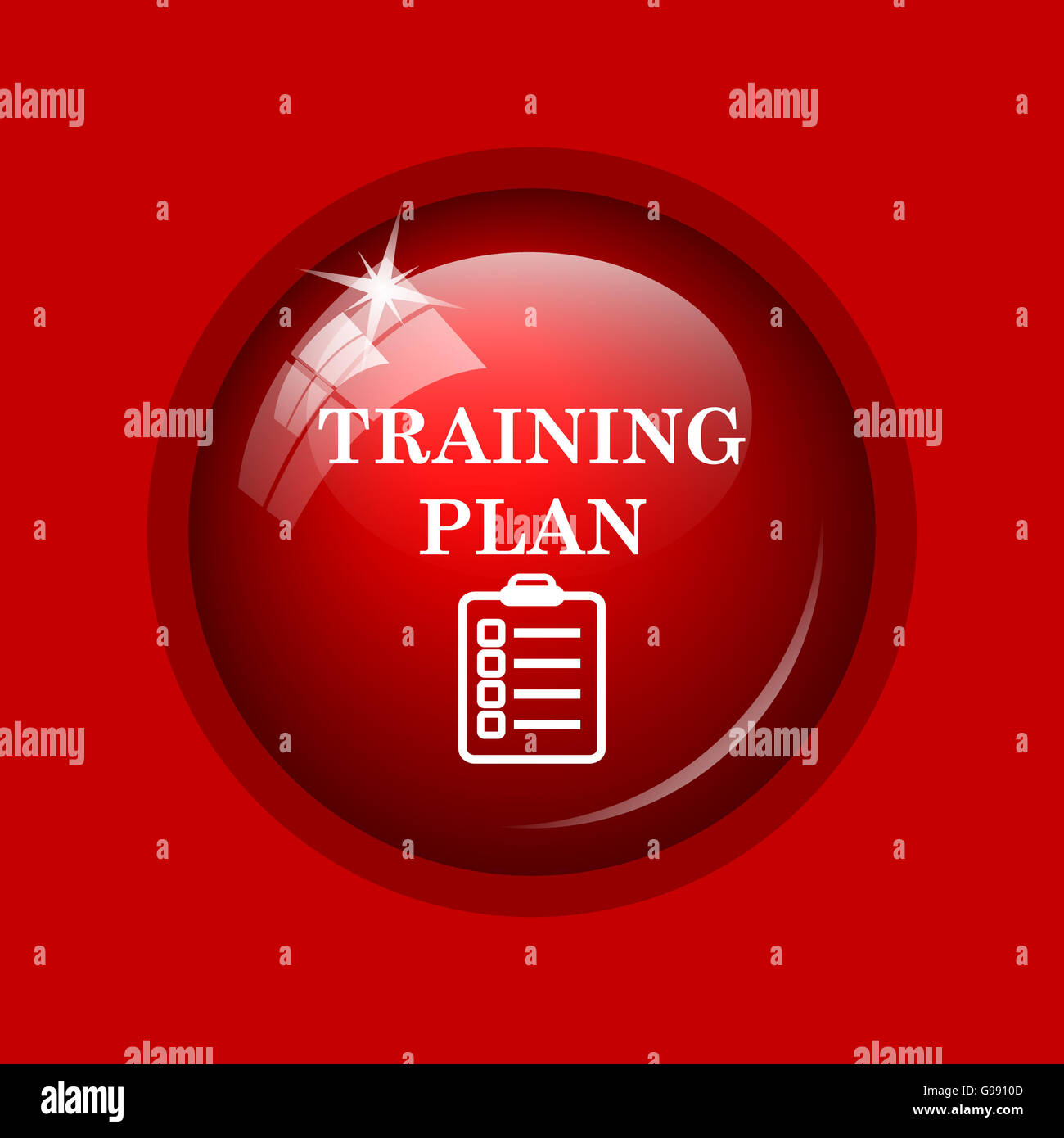 Training plan icon. Internet button on red background Stock Photo - Alamy