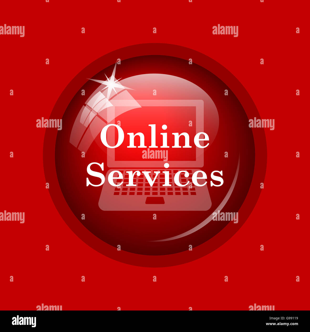 Online services icon. Internet button on red background Stock Photo - Alamy