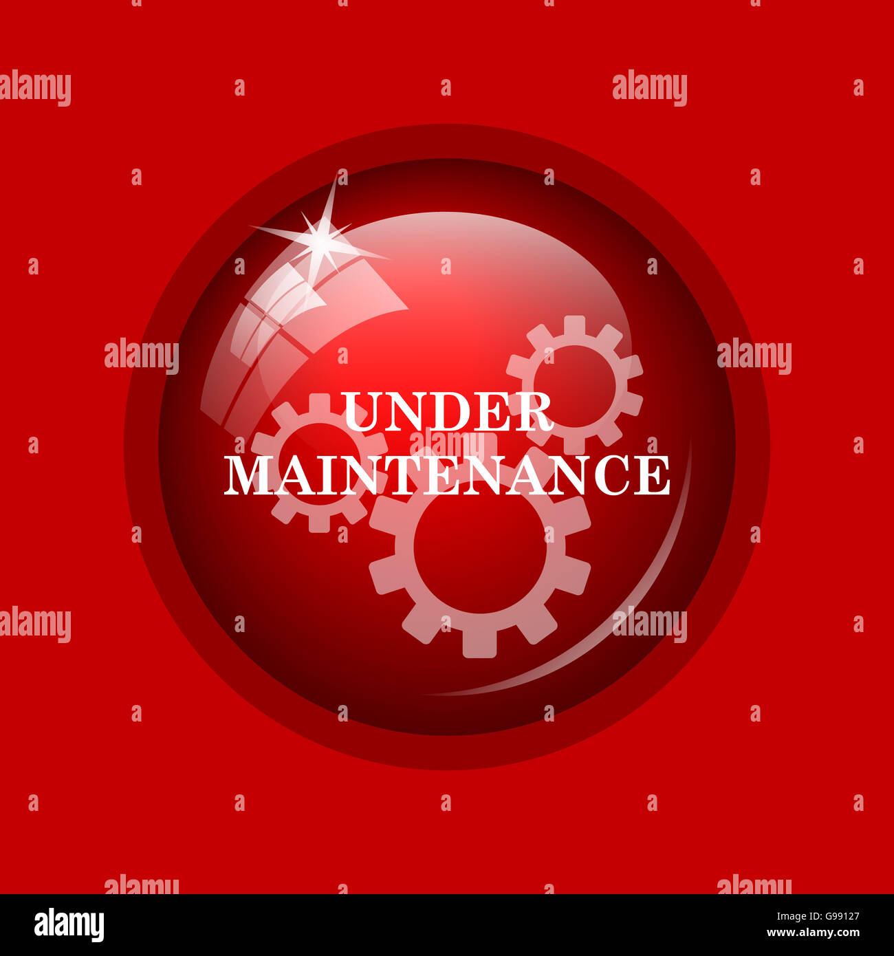 Under maintenance icon. Internet button on red background Stock Photo ...