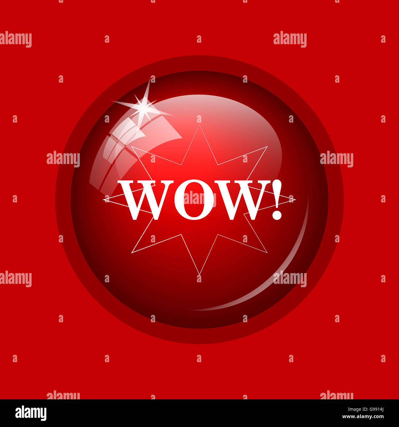 Wow icon. Internet button on red background Stock Photo - Alamy