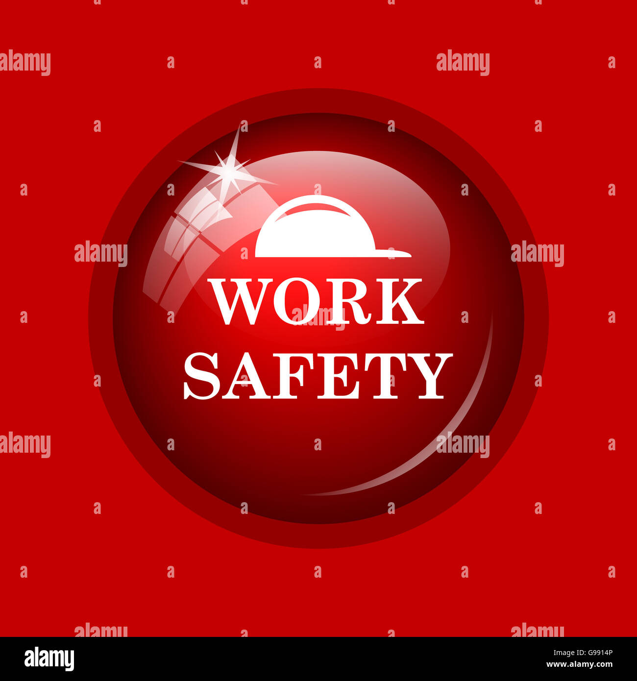 Work safety icon. Internet button on red background Stock Photo - Alamy