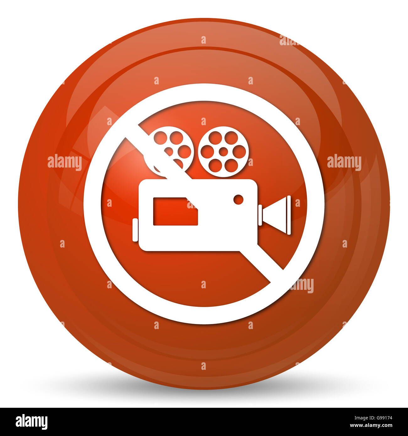 Forbidden video camera icon. Internet button on white background Stock ...
