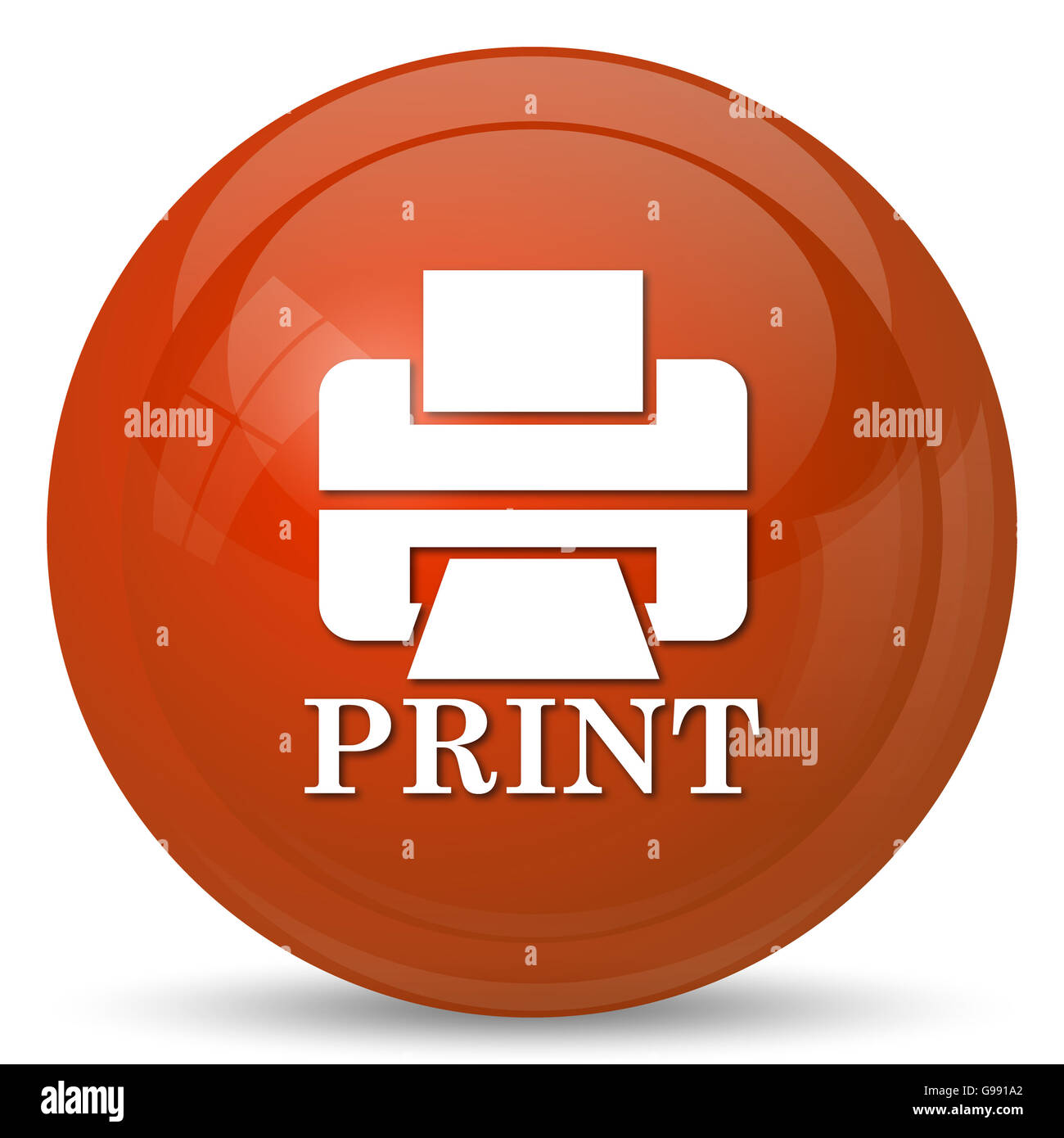 Printer with word PRINT icon. Internet button on white background Stock ...