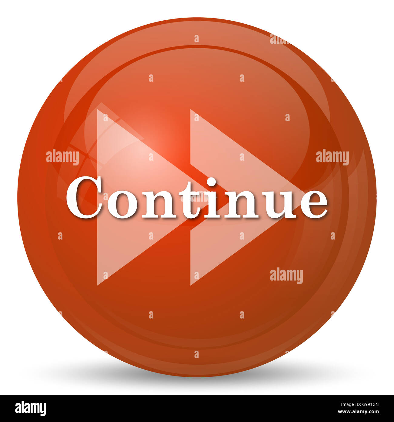 Continue icon. Internet button on white background Stock Photo - Alamy