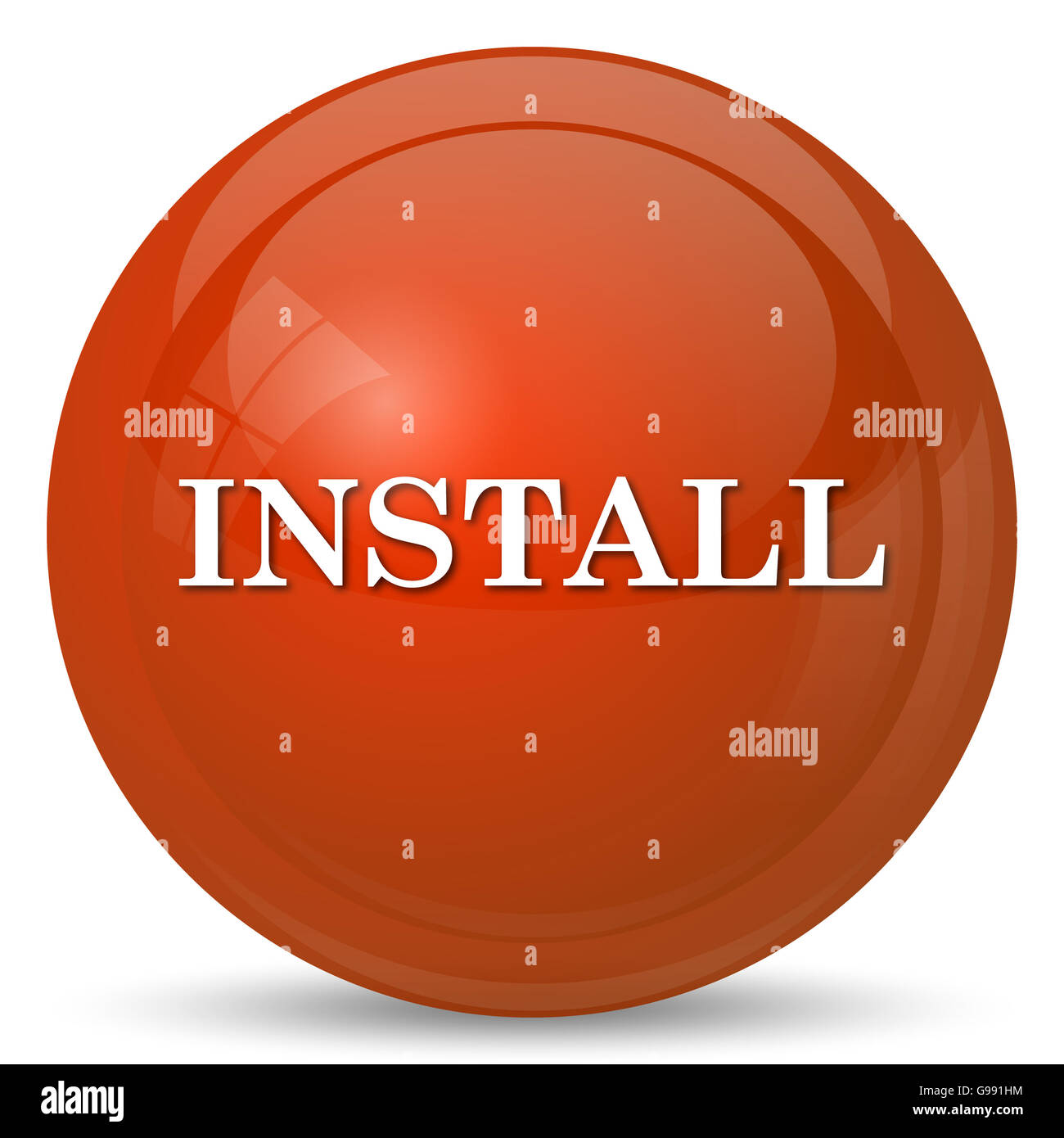 Install icon. Internet button on white background Stock Photo - Alamy