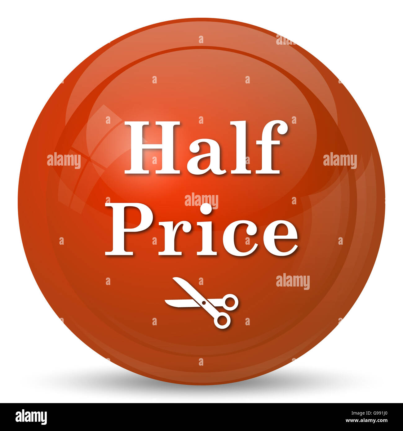Half price icon. Internet button on white background Stock Photo - Alamy