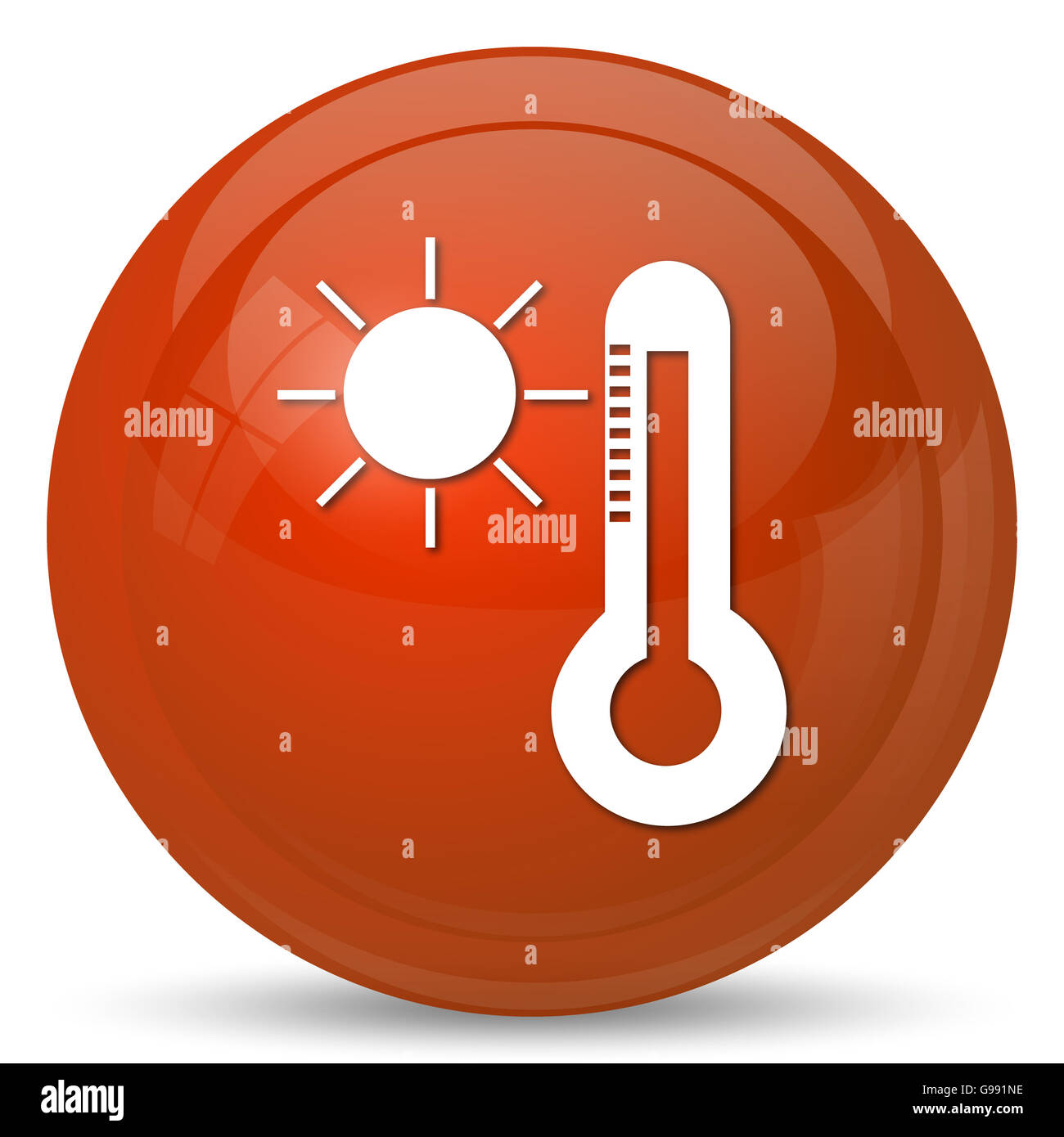 Sun and thermometer icon. Internet button on white background Stock ...