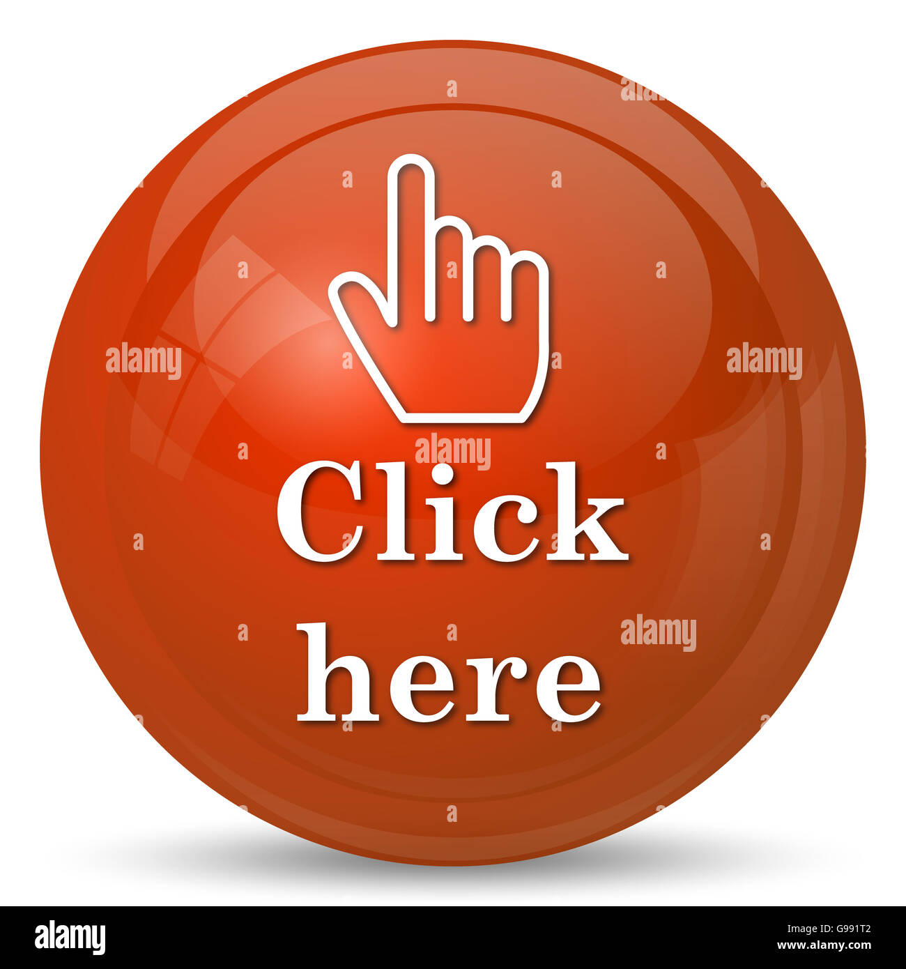 Click here icon. Internet button on white background Stock Photo - Alamy
