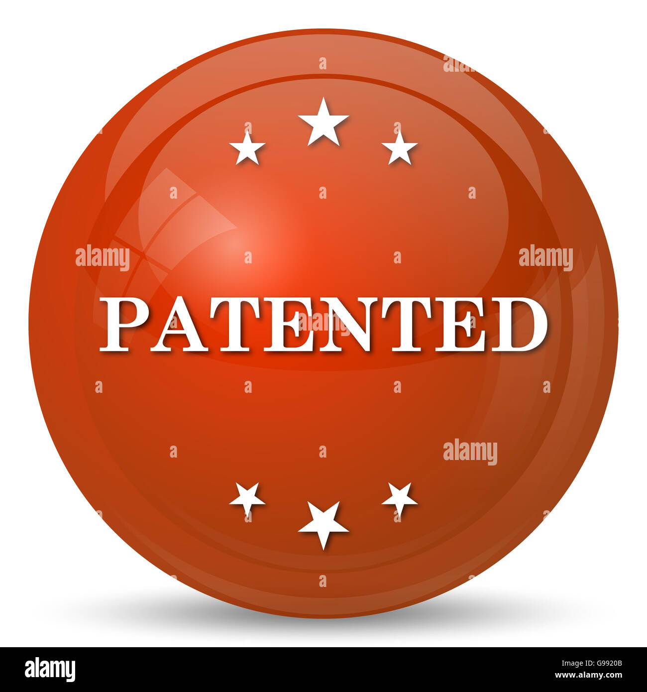 Patented icon. Internet button on white background Stock Photo - Alamy