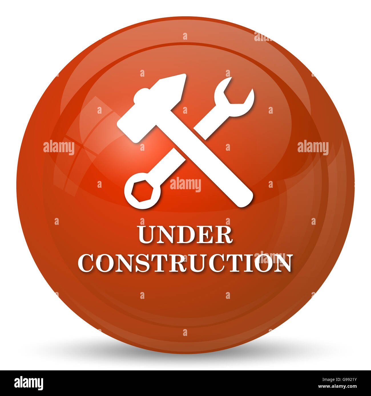 Under construction icon. Internet button on white background Stock ...
