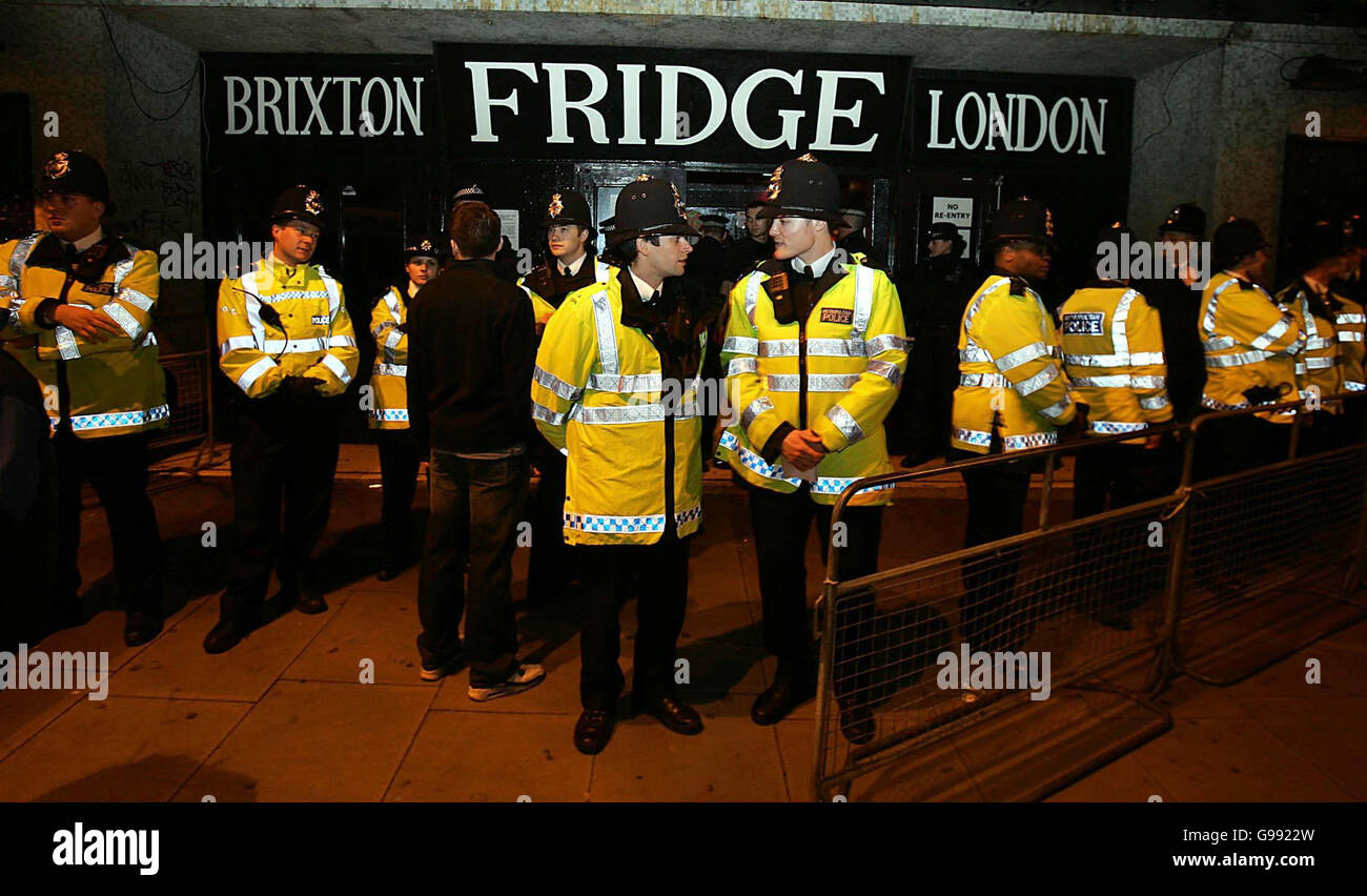 Metropolitan Police officers outside The Fridge in Brixton, south ...