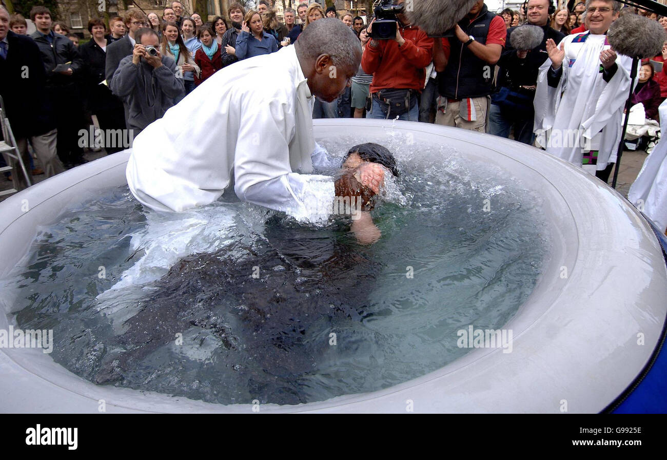 The Archbishop of York Dr John Sentamu baptises Emily Swiatek during ...