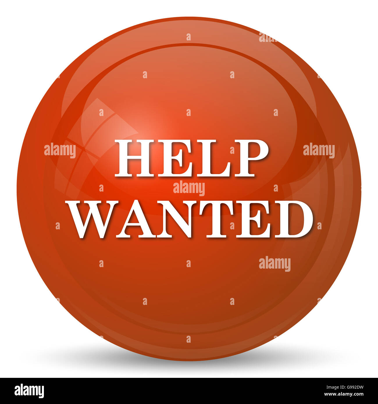 Help wanted icon. Internet button on white background Stock Photo - Alamy