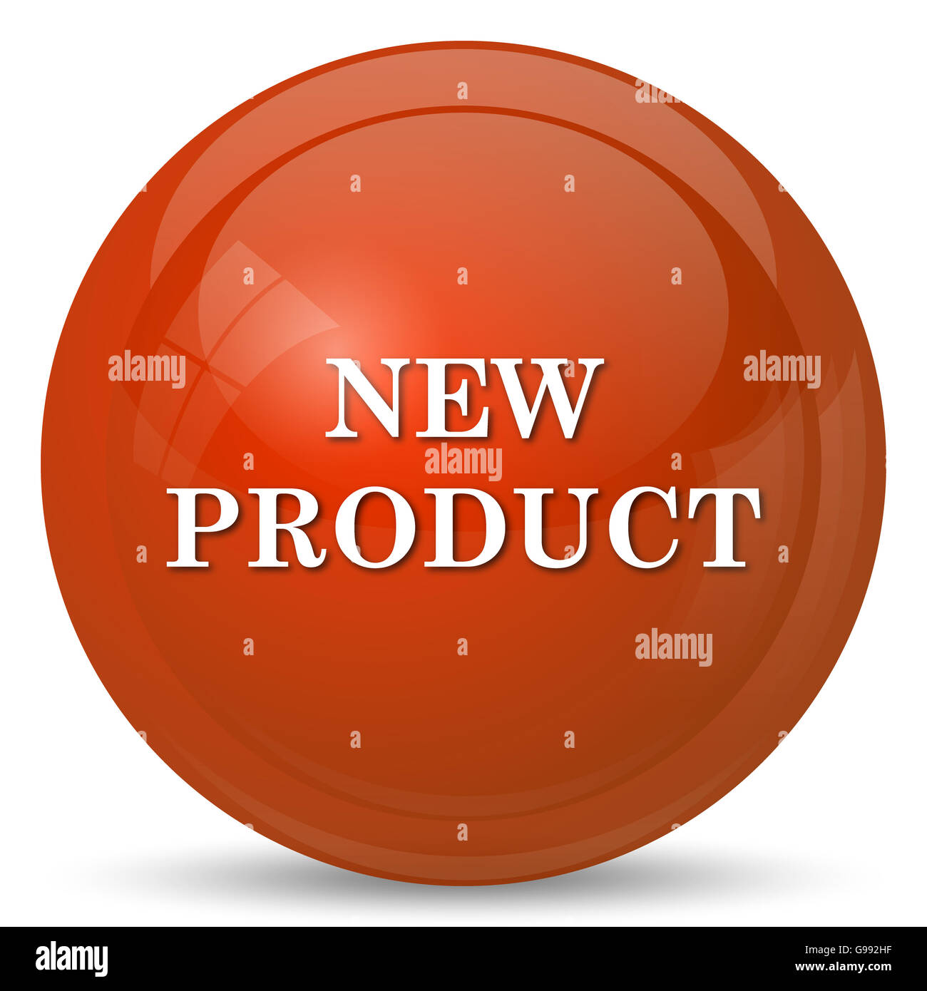 New product icon. Internet button on white background Stock Photo - Alamy